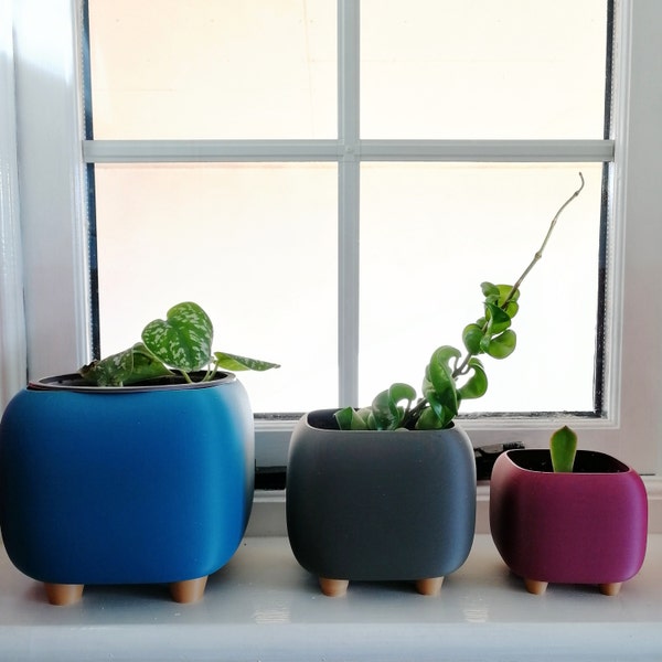 Rounded Cube Pot, Planter, Pot With Feet, Coloured Pot, Indoor Plant ...