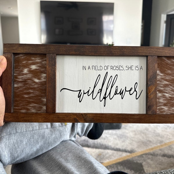 Genuine Cowhide Wood Sign, Customizable Rustic Sign, Rustic Decor ...