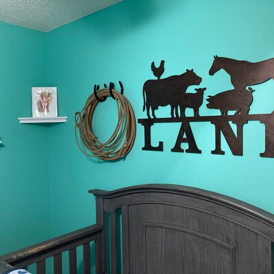 Farm Animals Decor Sign, Custom Animal Name Sign, Kids Room Decor, Farm ...