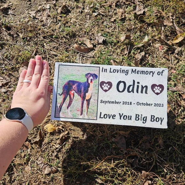 Personalized Stool Pet Memorial Garden Stone Plaque With Photo, Pet ...