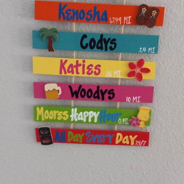 Backyard Paradise Hand Painted Wood Wall Hanger Sign Personalized Tiki ...