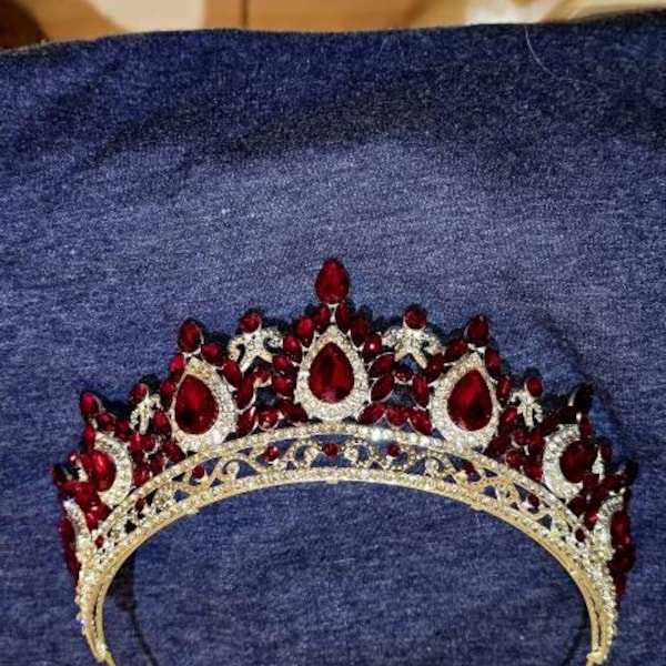 High Quality Gold Pink Rhinestones Princess Tiara Super Shining Wedding ...