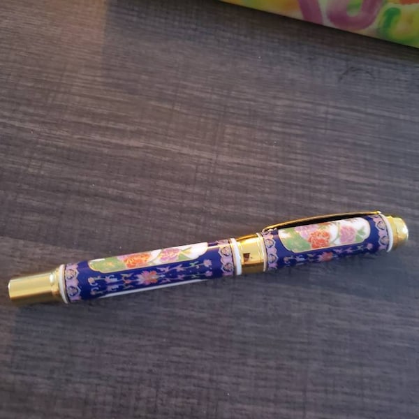 Ceramic Floral Asian Fountain Pen | Chinese Calligraphy M Nib Peonies ...
