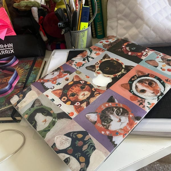 Art Cat Cartoon Collage Hard Protective MacBook Case Cute Laptop Cover ...
