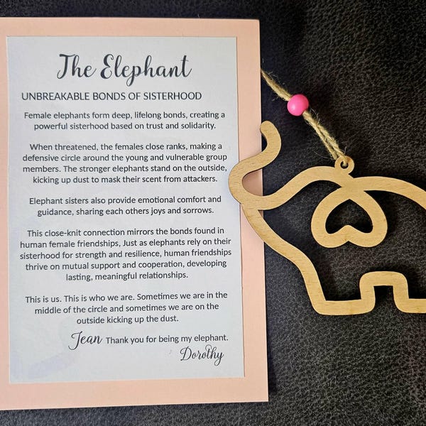 Gift for Friend Unbreakable Bond of Sisterhood, Elephant Sisterhood ...