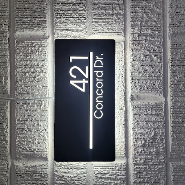 Metal & Acrylic LED House Number Sign | Custom Address Number | Light ...