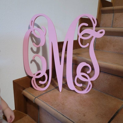 Large Wooden Monogram Cutout Wall Hanging Door Hanger Wedding Monogram ...