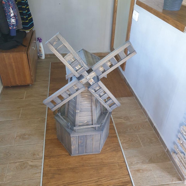 Country Garden Windmill | Farmhouse Yard Structure | Solid Wood Kinetic ...