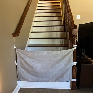 Cloth Gate Stair Barrier With Buckles / Fabric Dog Gate, Fabric Panel ...