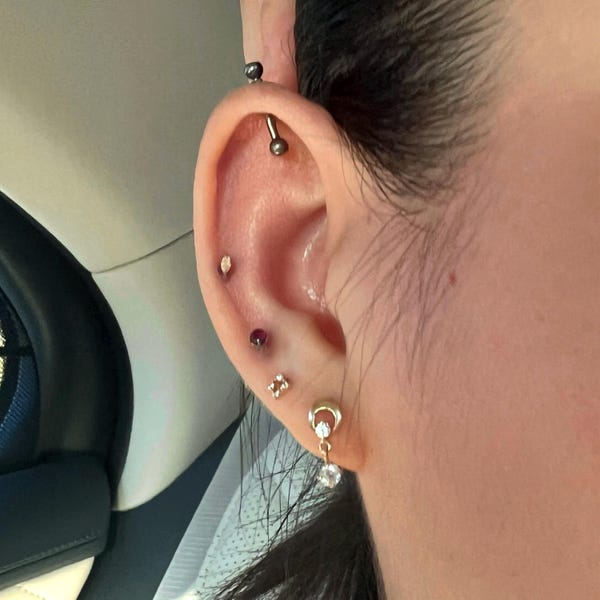 14k Solid Gold Spike Cone Rook Piercing Eyebrow Piercing Belly Button ...