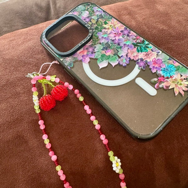 Cute Cherry Phone Charm Strap,beaded Fruit Cell Phone Chain,handmade ...