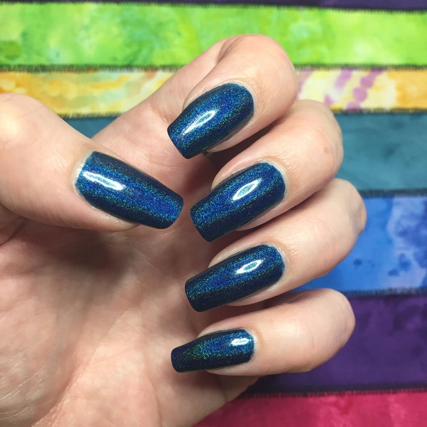Isabella - Petrol Blue Holographic Nail Polish - Etsy