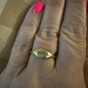 14k Real Gold Cursive Initial Ring Personalized Real Solid - Etsy
