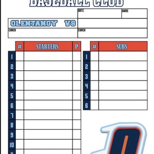 Custom Lineup Cards Baseball or Softball 4 Part Carbonless - Etsy