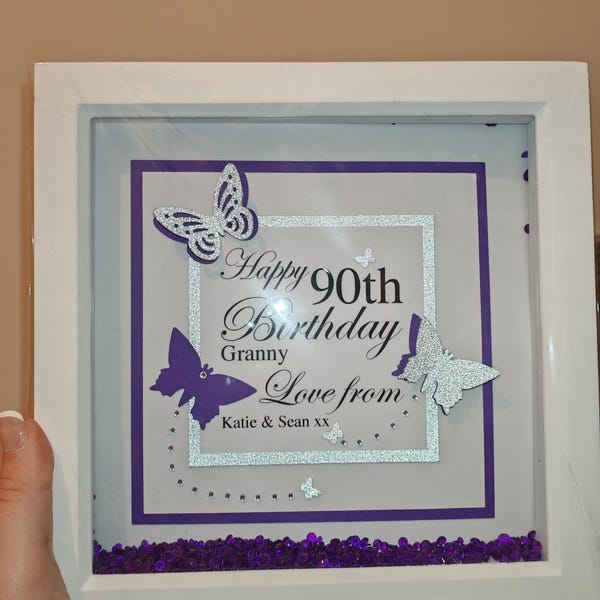 Personalised Box Frame, 90th Birthday Gift, Personalised 90th Box Frame ...