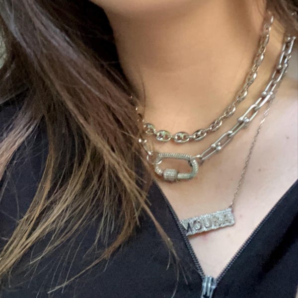 Dangling Letters Name Necklace Clear Stones | Sterling Silver Women's ...