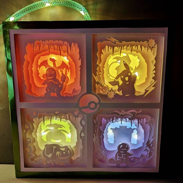 Pokemon 10 - Paper Cut Light Box Template Files, Shadow Box, 3D ...