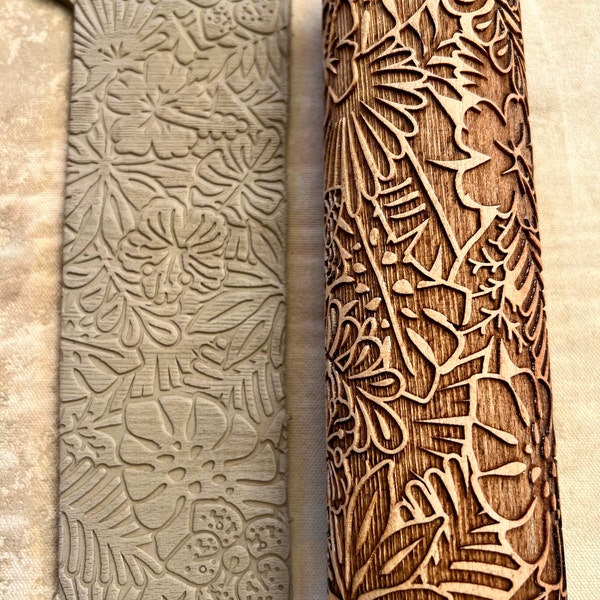 Wooden Rolling Pin, PAISLEY, Laser Engraved Rolling Pin, Embossed Small ...