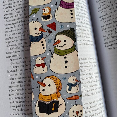 Snowman Bookmark Christmas Snow Winter Aesthetic Illustration Bookmark ...