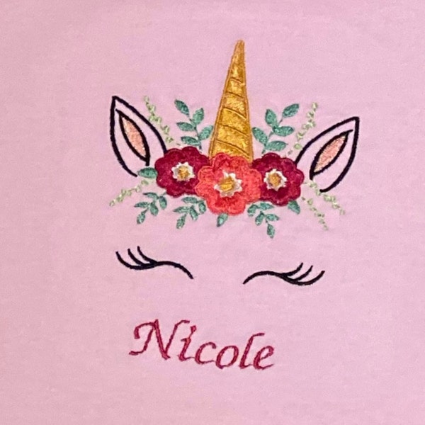 Machine Embroidery Unicorn Face Flowers Machine Embroidery File Design ...
