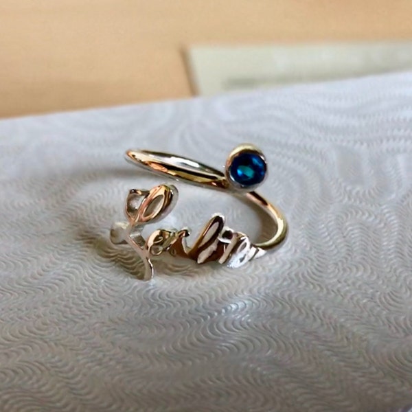 Birthstone Name Ring - Custom Name Ring With Birthstone - Custom Name ...