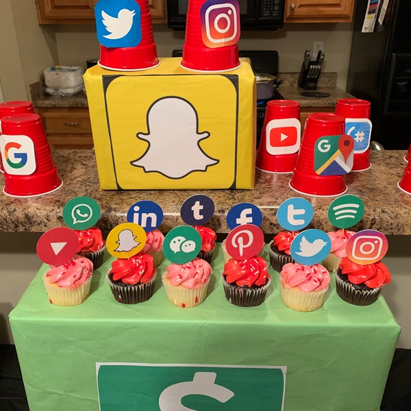 Social Media Birthday Party, Cupcake Toppers, App Party, Instagram ...