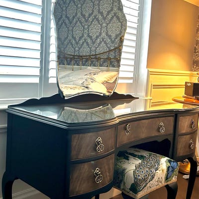 Vintage Blue Dressing Table Set, 1940s Bedroom Furniture, Painted to ...