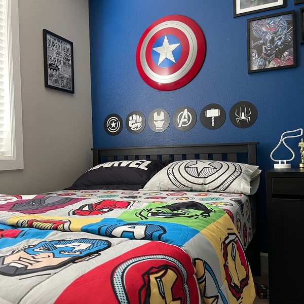 Avengers Wood Wall Art Set of 6, Geometric Nursery Wall Decor, 3D ...