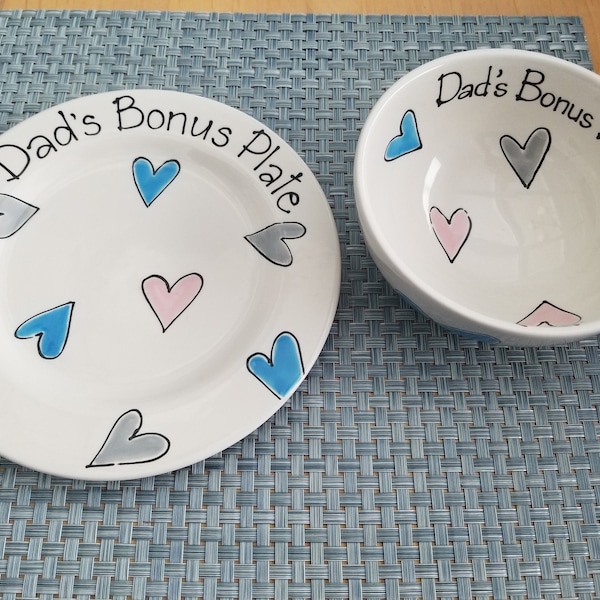 Personalised Snack Set, Ceramic Plates & Bowl Set, Dinner Set, Ceramic ...