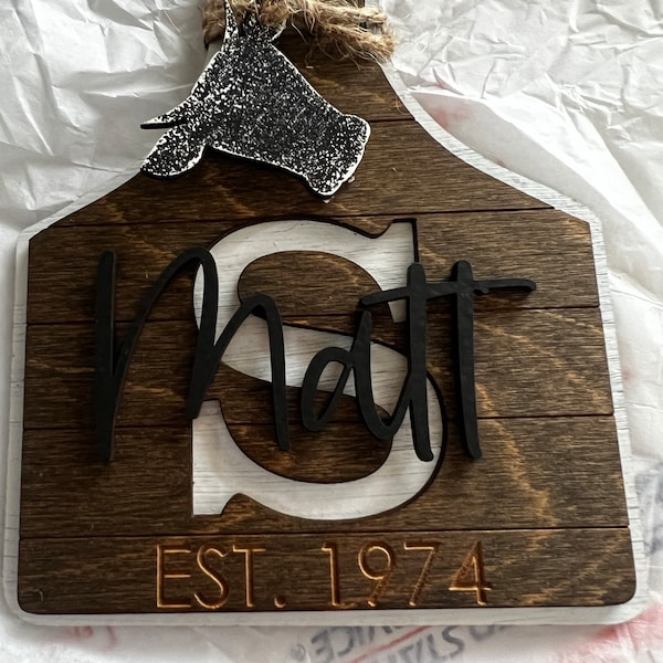 Personalized Cow Tag, Decorative Board, Cow Decor, Personalized Cow ...