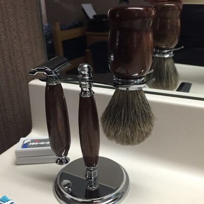 Handmade Shaving Stand Walnut Safety Razor Stand and - Etsy