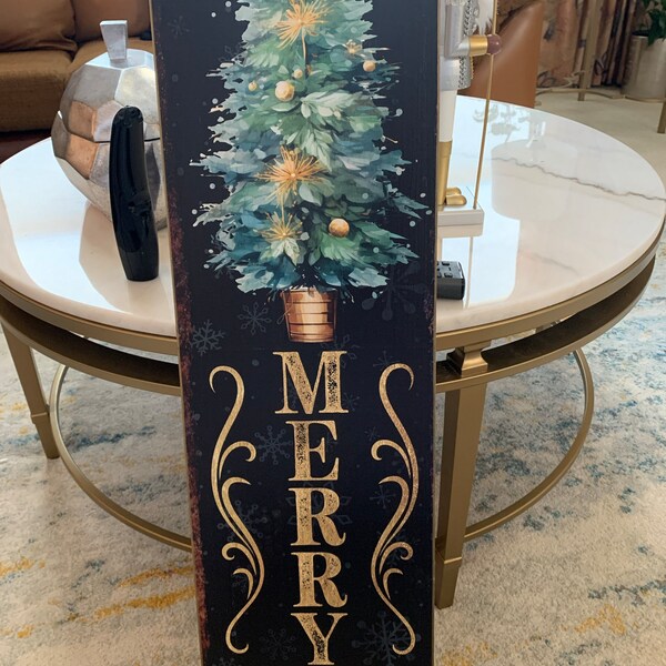 Merry Christmas Porch Sign | Rustic Farmhouse Entryway Decor | Vintage ...
