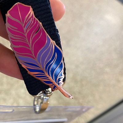Bi Bisexual Pride Feather Enamel Pin LGBT - Etsy