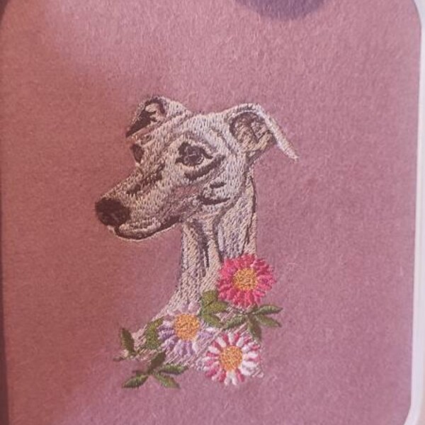 Dog Machine Embroidery With Flowers, Italian Greyhound, Whippet ...