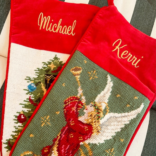 Nutcracker Personalized Needlepoint Christmas Stockings With Velvet ...