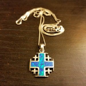 Opal Cross Necklace White Opal Cross Pendant Necklace Cross | Etsy