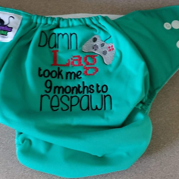 Video Game Embroidered Cloth Diaper - Lag Embroidered Cloth Diaper ...