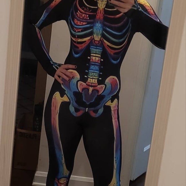 Rainbow Skeleton Overalls, Skeleton Dungaree With Bones, Halloween ...