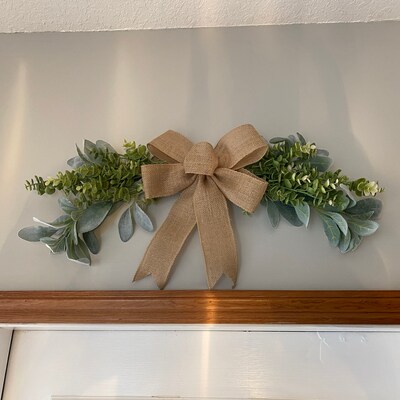 Faux Greenery Swag, Door Swag, Wall Swag, Farmhouse Swag, Lambs Ear ...
