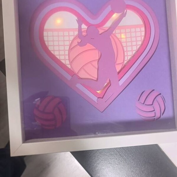 Volleyball Shadow Box Svg, Volleyball Light Box Svg, Volleyball Paper ...