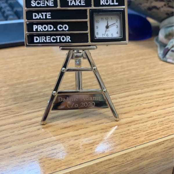Silver and Black Hollywood Movie Clapboard Mini Office Desk Clock ...