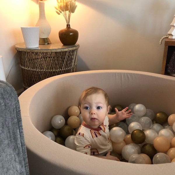 Beige Ball-pit Round +200 Balls Included Baby Foam Round Ball Pit, Ball ...