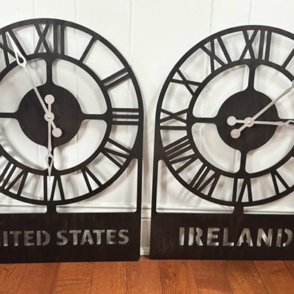 Wall Clock Cities, World Clock Set, Custom Name Clock, Industrial Clock ...