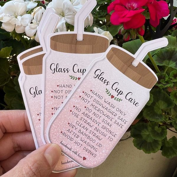 Printable Glass Cup Care Card, Frosted Glass Wash Instruction - Etsy