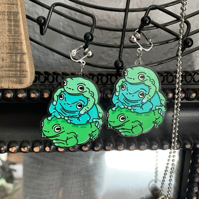 FROG STACK EARRINGS Cute Frog Earrings, Gift for Toad Lover, Chubby ...