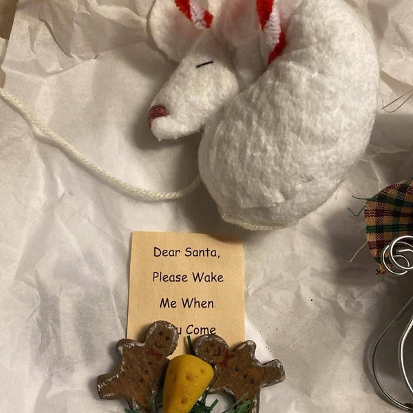 Primitive Country Sleeping Christmas Mouse With Letter to Santa With ...