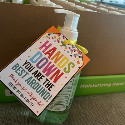 Hands Down You're the Best Around Tag Sanitizer Gift Tag Employee ...