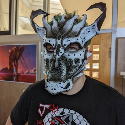 Handmade Genuine Leather Mask With Horns in Natural Colors the Horned ...