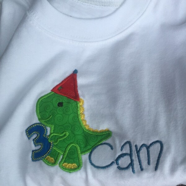 Dino 3rd Birthday Applique Design - Dinosaur Applique Design - Birthday ...
