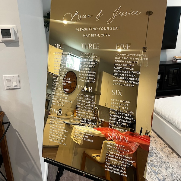 Gold Mirror Seating Chart - Acrylic Seating Plan - Wedding Seating ...